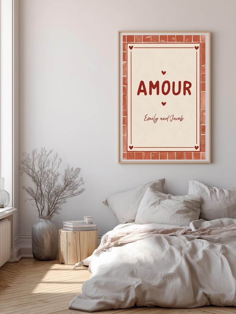 Personalized Valentine Poster | AMOUR Wall Art Printable | Custom Names ...