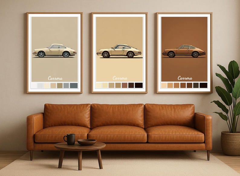 Porsche 911 Triptych | Beige Vanilla Caramel Prints | Minimalist ...