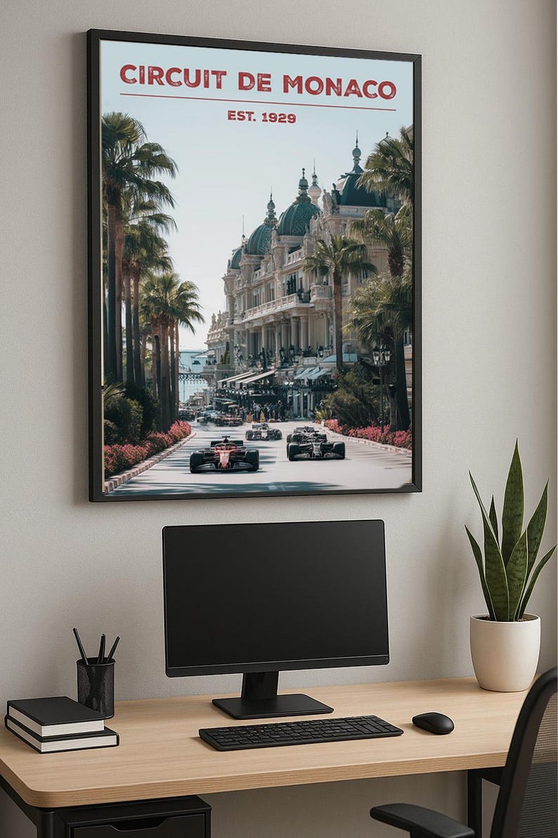 F1 Poster Monaco Racing Poster | Vintage Style Formula 1 Wall Art ...