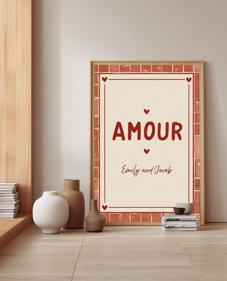 Personalized Valentine Poster | AMOUR Wall Art Printable | Custom Names ...