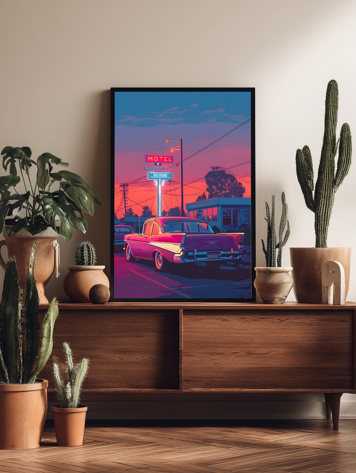 Pôster de Motel Neon | Arte de Parede Surrealista Vintage para Viagem ...