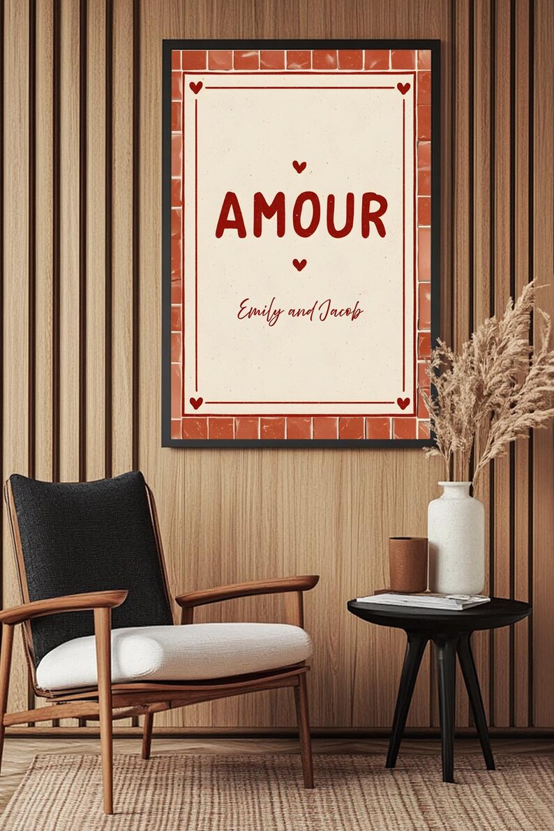 Personalized Valentine Poster | AMOUR Wall Art Printable | Custom Names ...