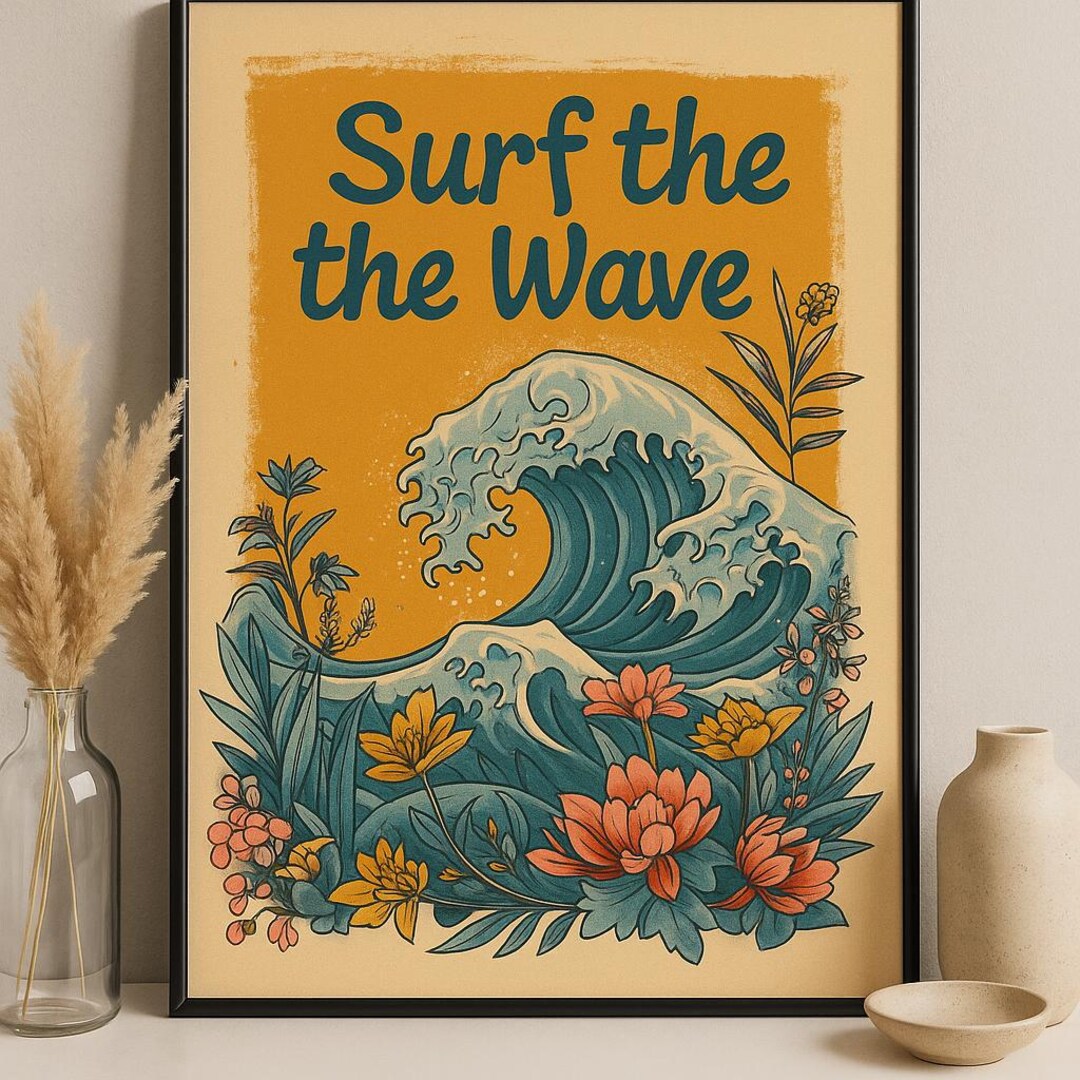 Surfboard Wall Art, Dopamine Decor Print, Surf the Wave Poster ...