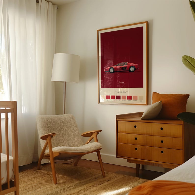 Ferrari Testarossa Poster, Vintage Car Wall Art Print, Classic Ferrari ...