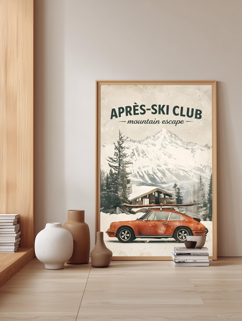 Vintage Porsche Ski Poster | Après-ski Club Winter Print (digital ...