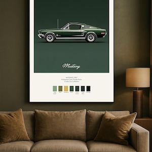 Mustang 1967 Poster, Vintage Car Wall Art, Classic Ford Mustang Print ...