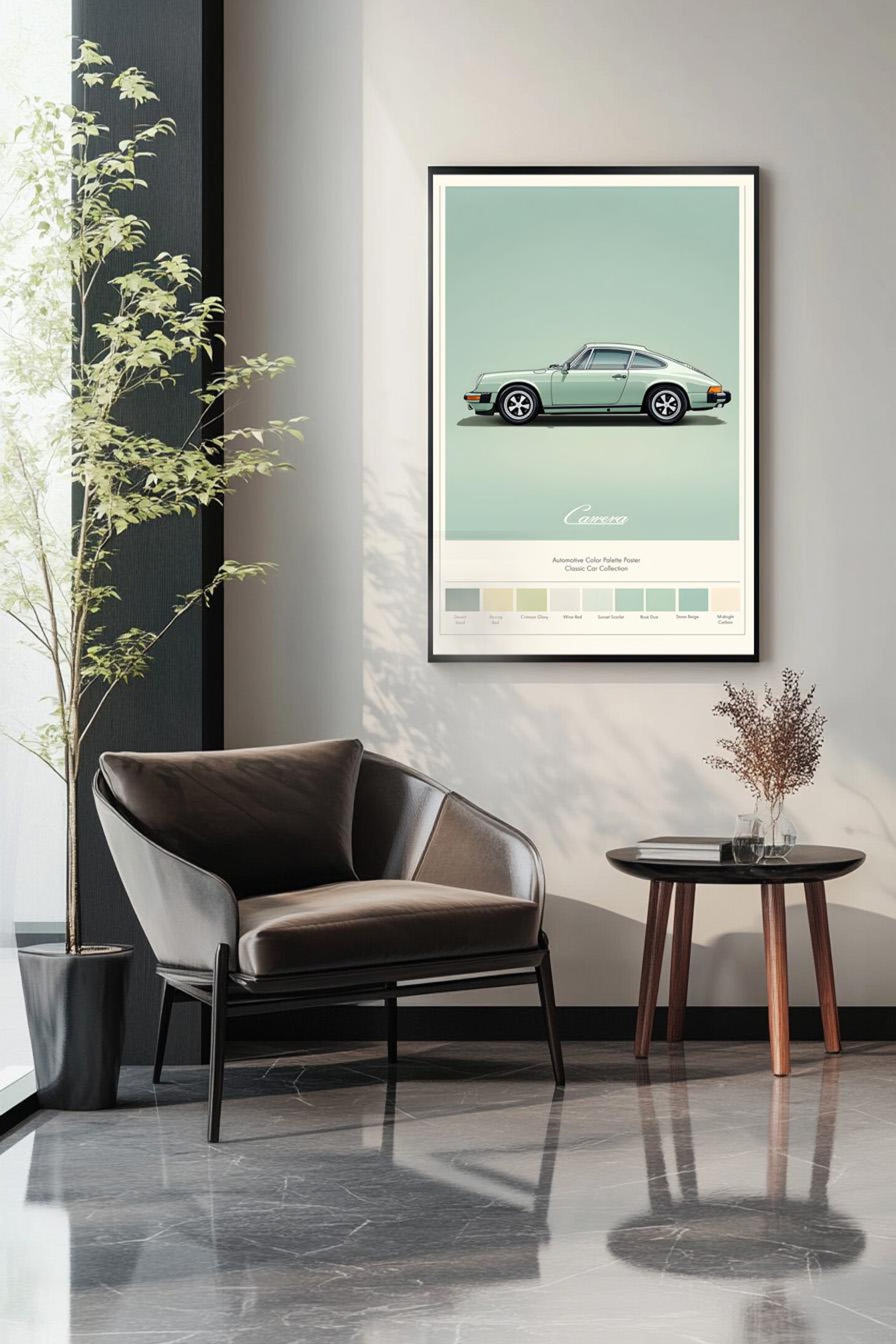 Porsche 911 Carrera Poster, Vintage Automotive Color Palette Print ...