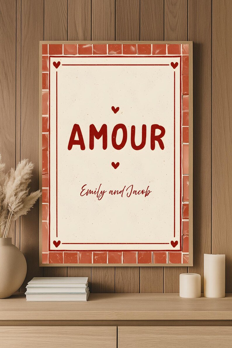 Personalized Valentine Poster | AMOUR Wall Art Printable | Custom Names ...