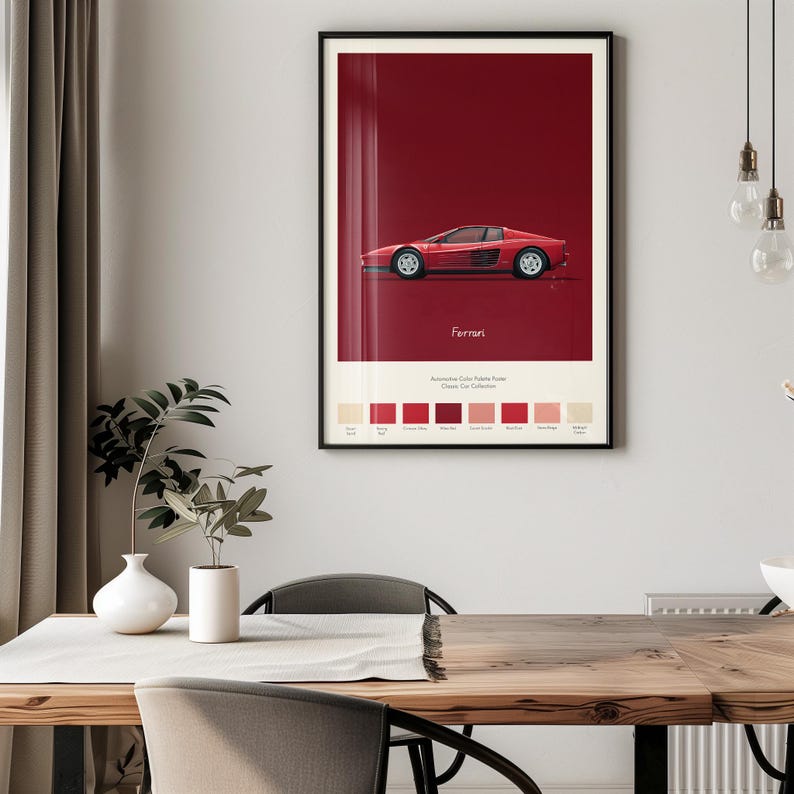 Ferrari Testarossa Poster, Vintage Car Wall Art Print, Classic Ferrari ...