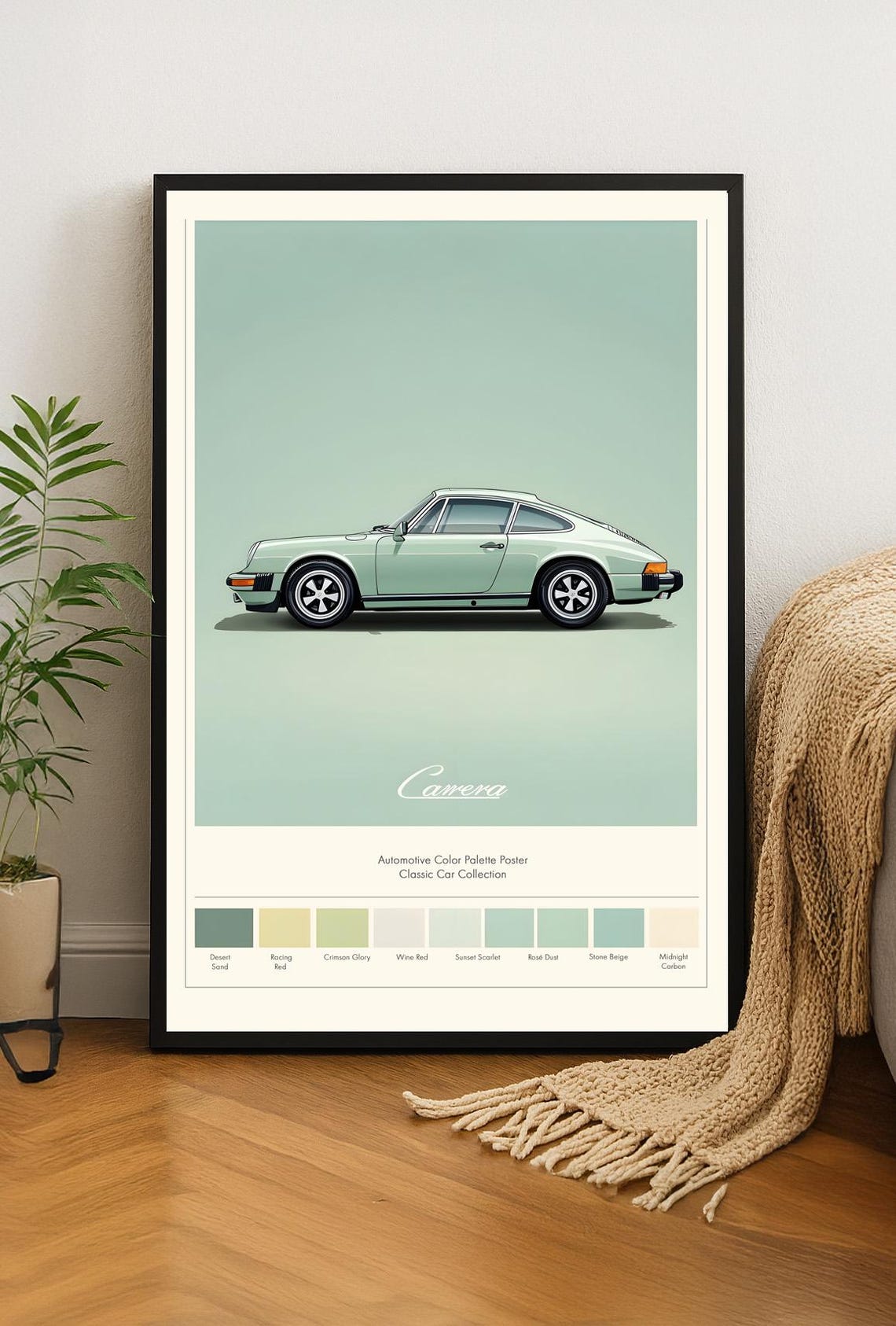 Porsche 911 Carrera Poster, Vintage Automotive Color Palette Print ...