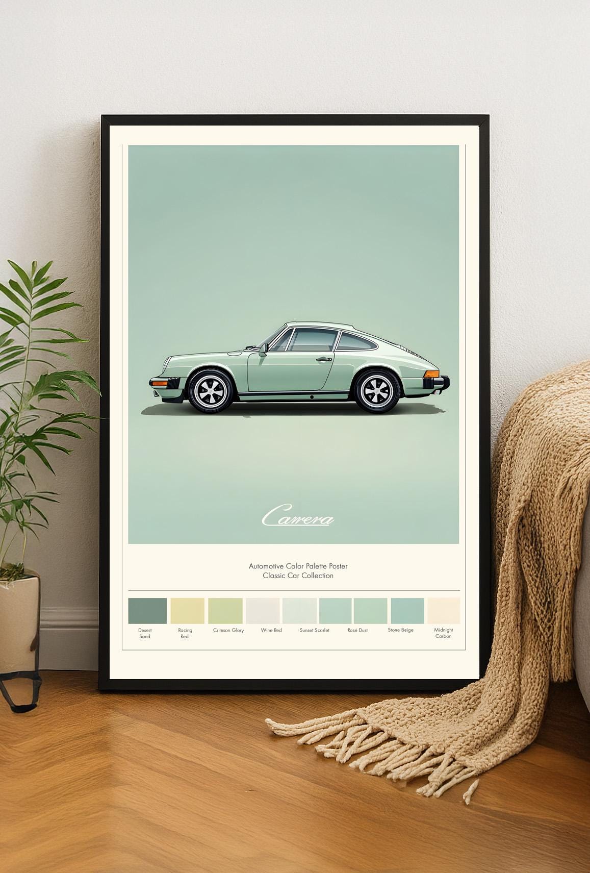 Porsche 911 Carrera Poster, Vintage Automotive Color Palette Print ...