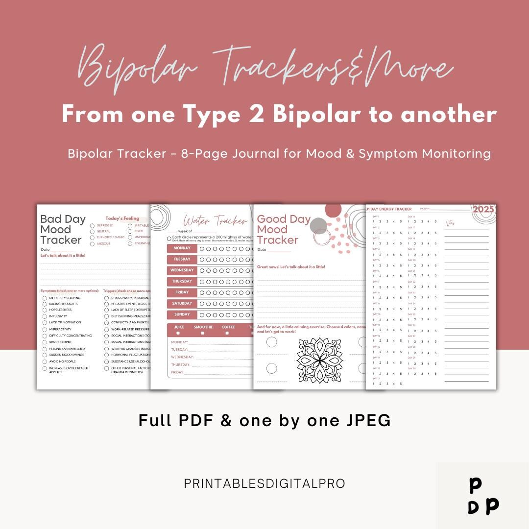 Bipolar Disorder Tracker | Mental Health Journal | Mood, Sleep & Habit ...