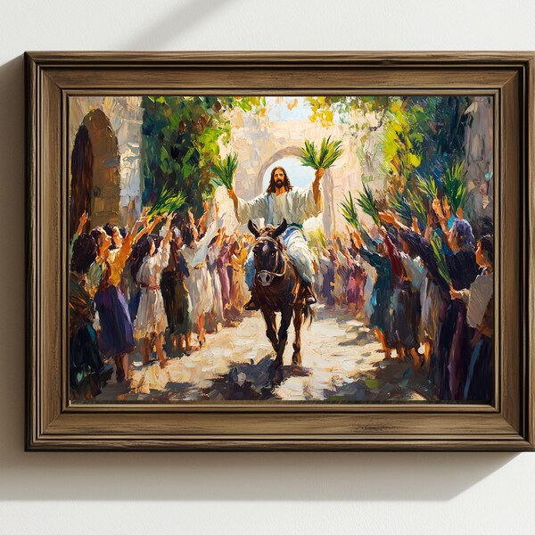 Jesus' Triumphal Entry Into Jerusalem Print, Palm Sunday Wall Art ...