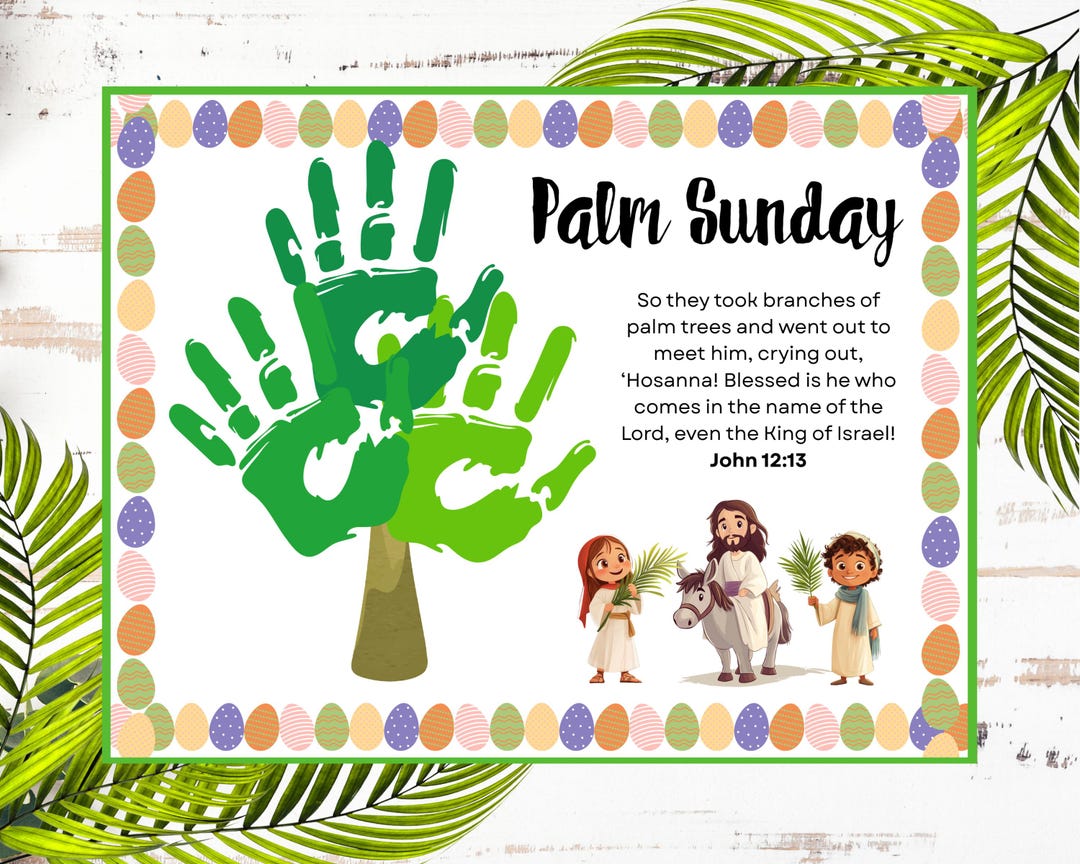 Palm Sunday Handprint Art Craft, Printable Palm Sunday Craft for Kids ...