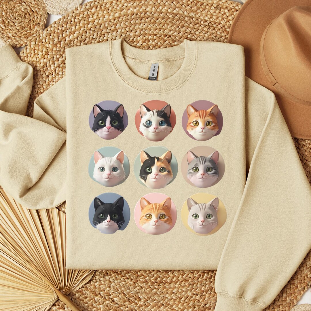 Cute Cat Png, Set of Cats Png Various Cat Tshirt Prints Png, Cat ...