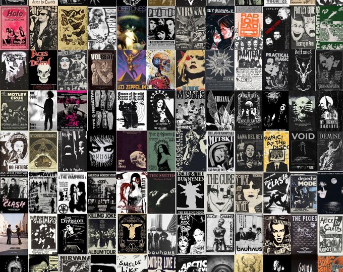 Dark Aesthetic Moody Wall Collage Kit, 200+ Vintage Rock Posters, Room ...
