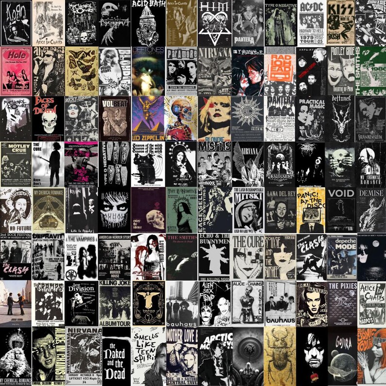 Dark Aesthetic Moody Wall Collage Kit, 200+ Vintage Rock Posters, Room ...