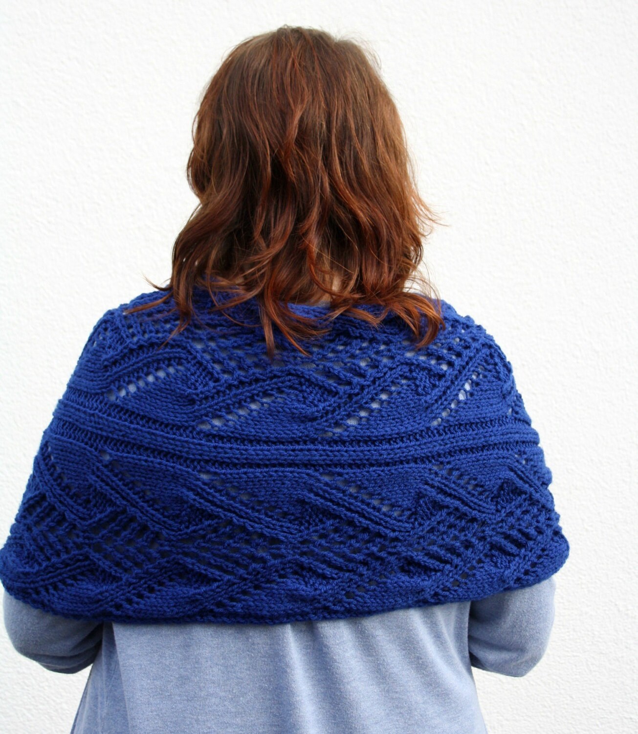 Hand Knitted Stole Navy Blue Wrap Royal Blue Shrug Chic - Etsy