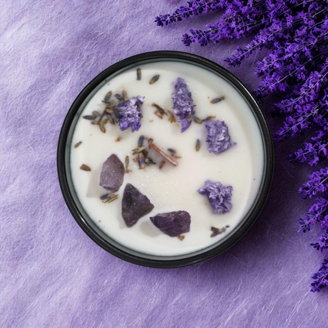 Hop Hare Crystal Magic Flower Candle – the Moon With Amethyst & Hidden ...