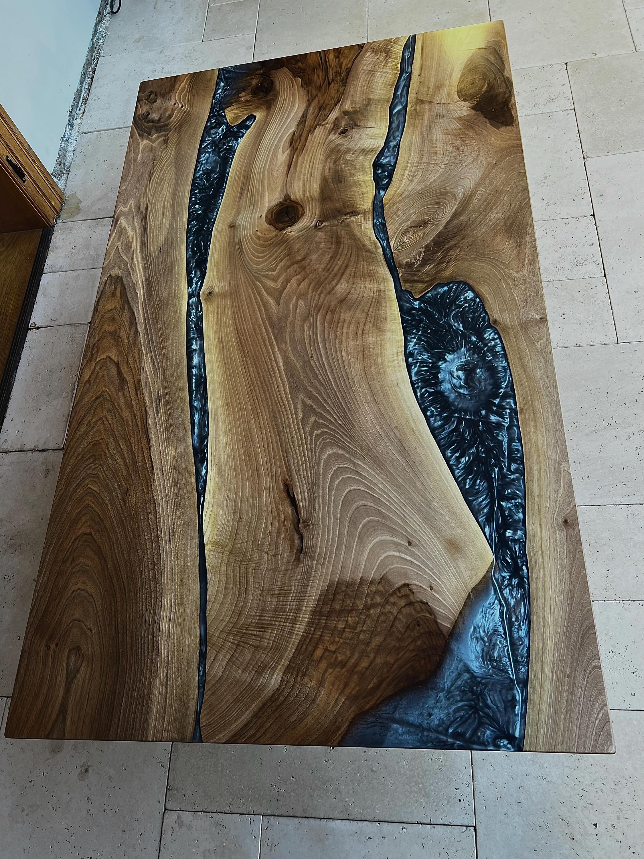 Epoxy Resin Walnut Dining Table - Etsy