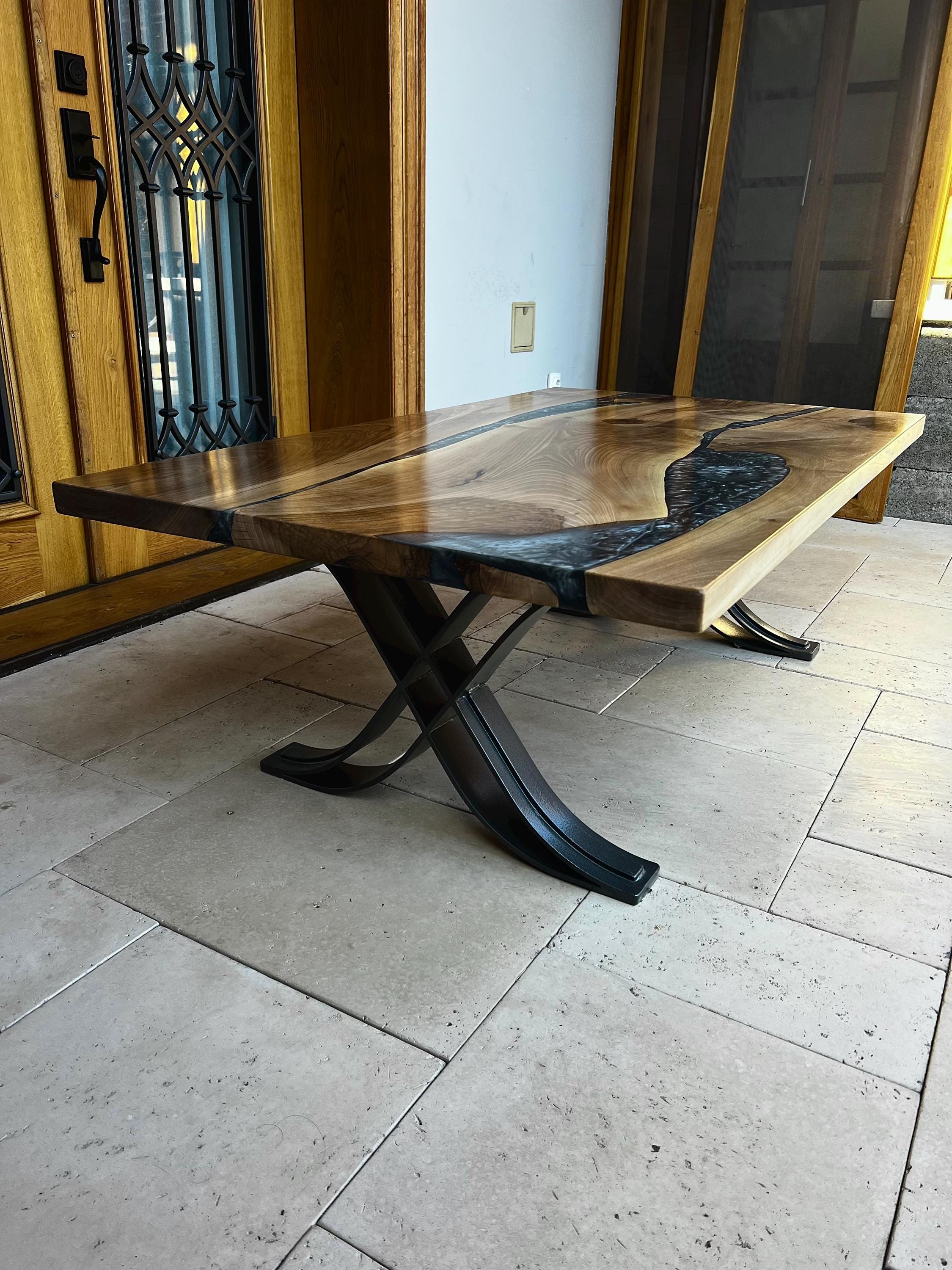 Epoxy Resin Walnut Dining Table - Etsy