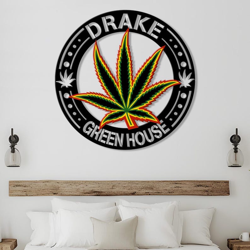 Custom Weed Metal Wall Art With LED Light, Marijuana Name Sign ...
