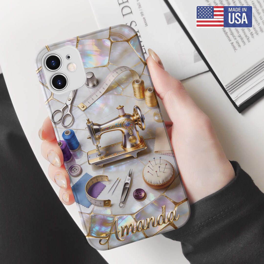 Personalized Sewing Phone Case, Custom Name Seamstress Tailor Gift for ...