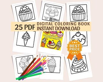 Digital Coloring Book Instant Download Printables – Food, Drinks ...