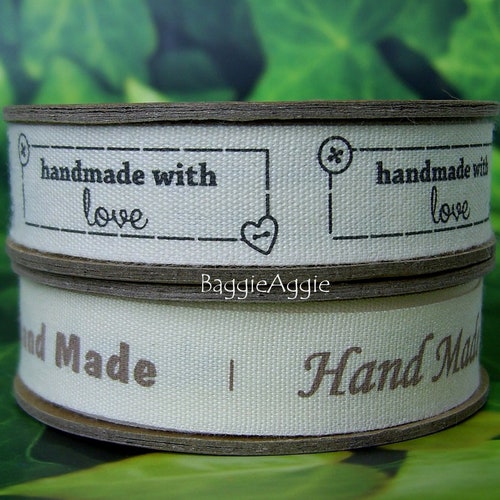 5/8 Handmade With Love Ribbon Hand Made Fabric Sew in - Etsy
