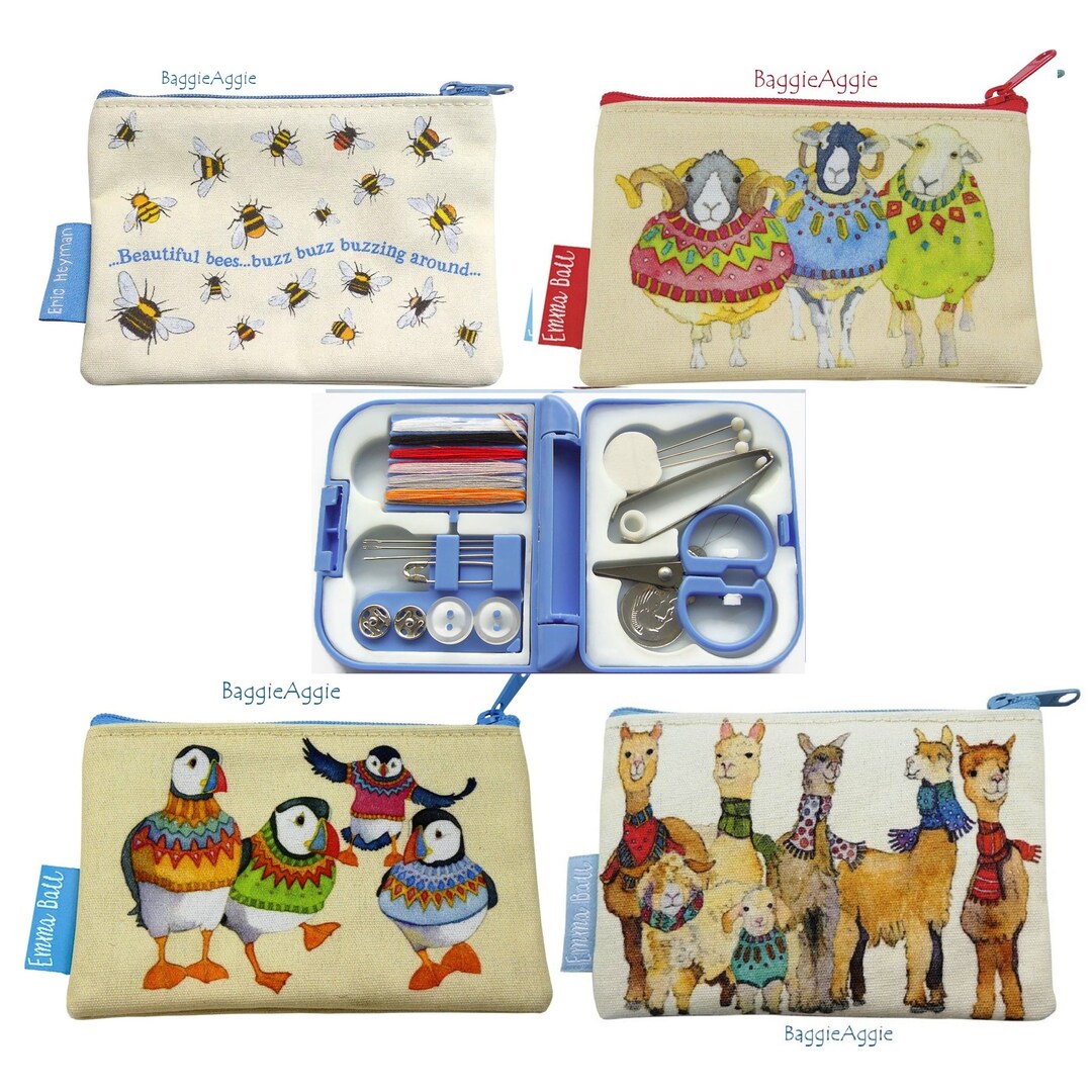 Mini Sewing Repair Kit in a Strong Zipped Canvas Purse. Practical ...