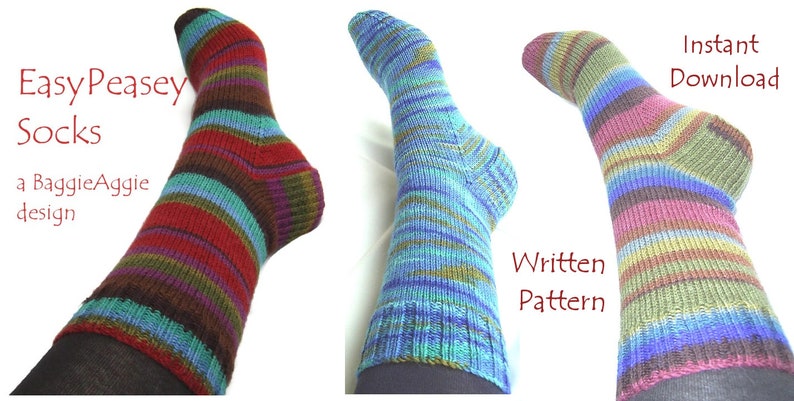 Easy Ladies' Sock Pattern for Instant Download. Top Down - Etsy UK