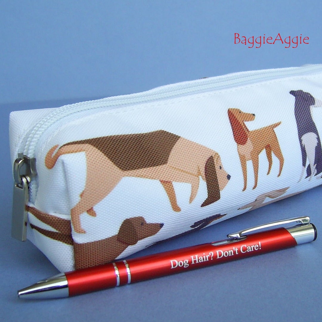 Pencil Case + Pen for Dog Lovers. Wipe Clean Canvas Pouch, Zipped and ...