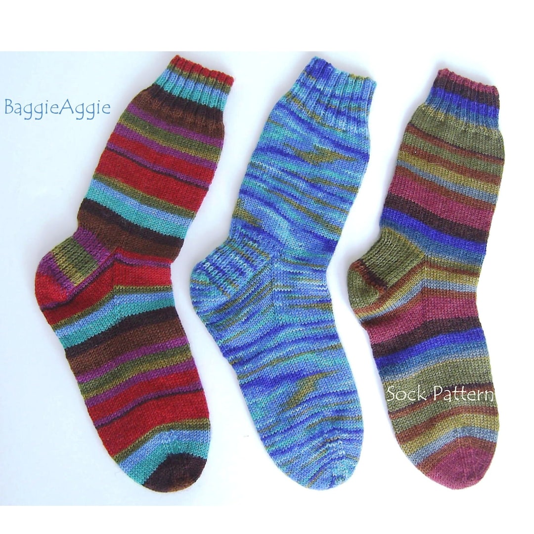 Easy Ladies' Sock Pattern for Instant Download. Top Down Beginner Sock ...