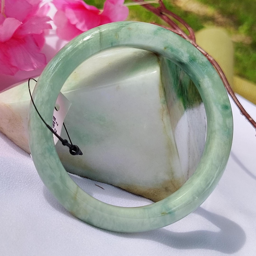 57MM Authentic Grade A Burmese Jadeite Jade Bracelet – Light Green With ...