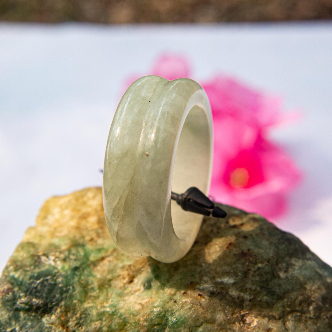 7 1/2US Natural Grade A Genuine Burmese Jadeite Jade Ring Translucent ...