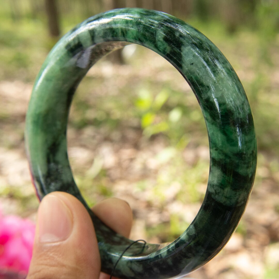 62mm Burmese Jadeite Bangle: Dark Green Grade A Jade Bracelet - Etsy