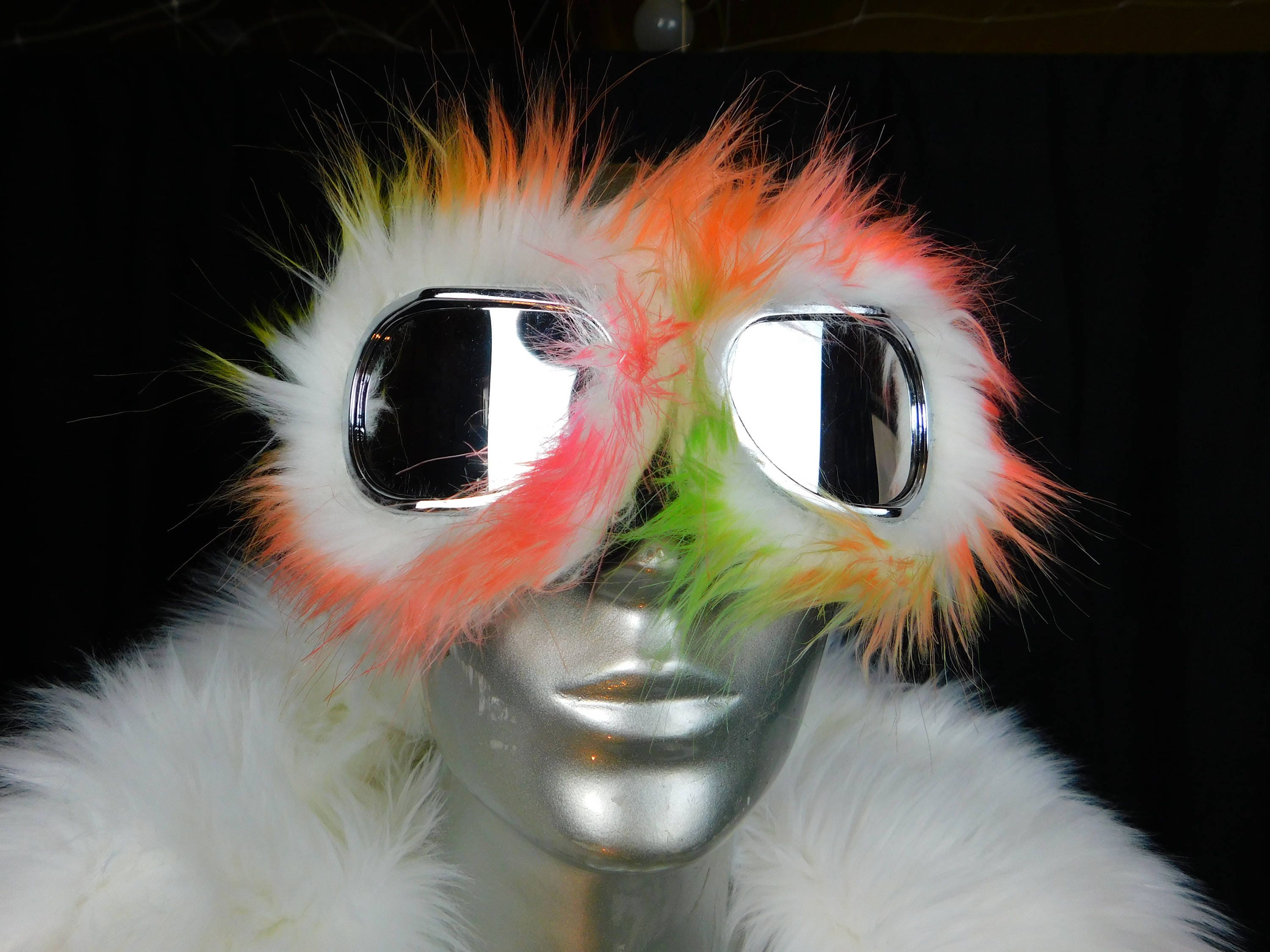 Fur Trimmed Dust Goggles - Rainbow Colors Furry Monster Dust Goggles ...