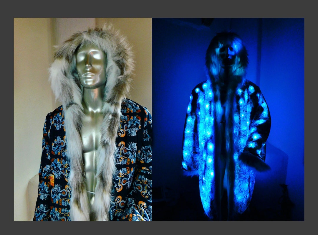 Burning Man LED Light up Coat FREEROLANDO Original Cotton Print in a ...