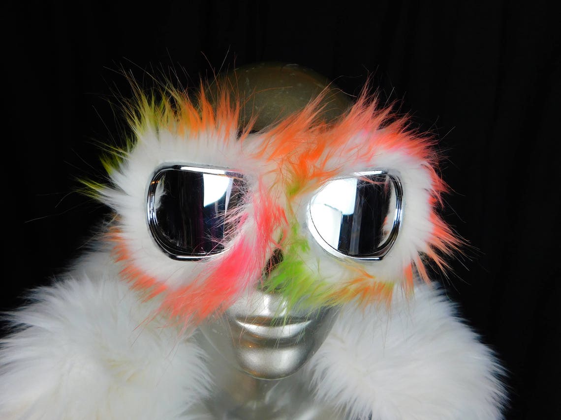 Fur Trimmed Dust Goggles - Rainbow Colors Furry Monster Dust Goggles ...