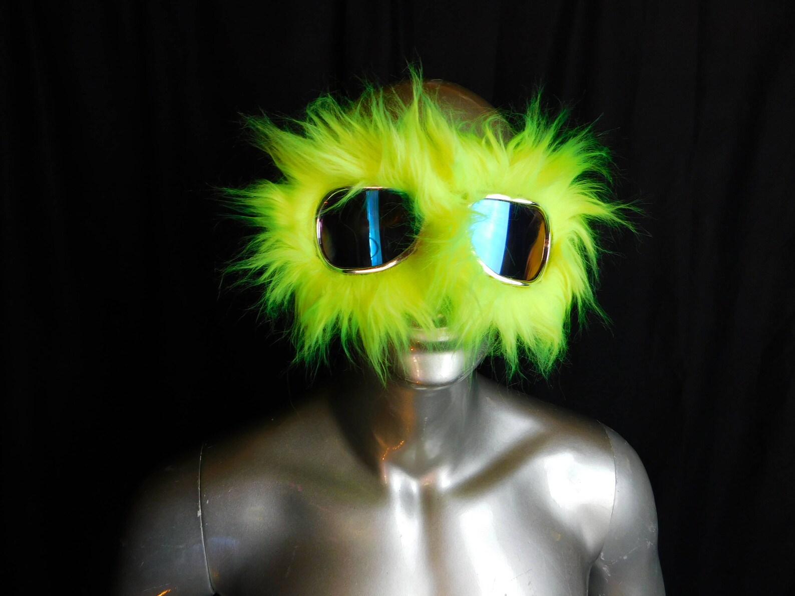 Neon Yellow Furry Monster Burning Man Dust Goggles - Furry Aviator ...