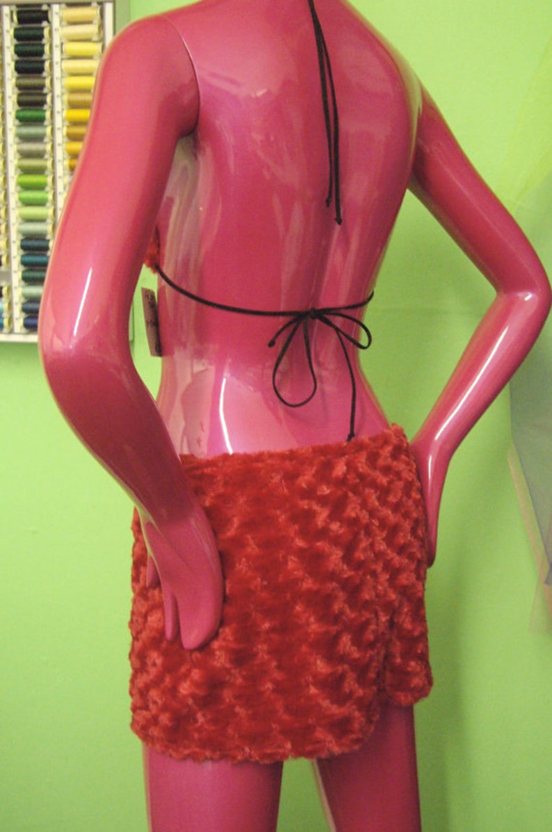 Red Fur Bikini Super Soft Red Rosebud Faux Fur Furkini faux Fur Bikini ...