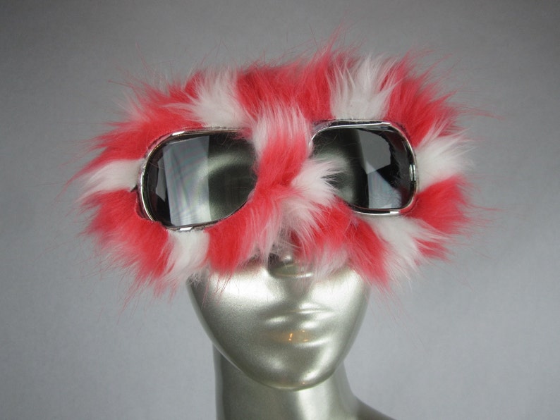 Monster Dust Goggles Burning Man Goggles Red and White Furry Aviator ...