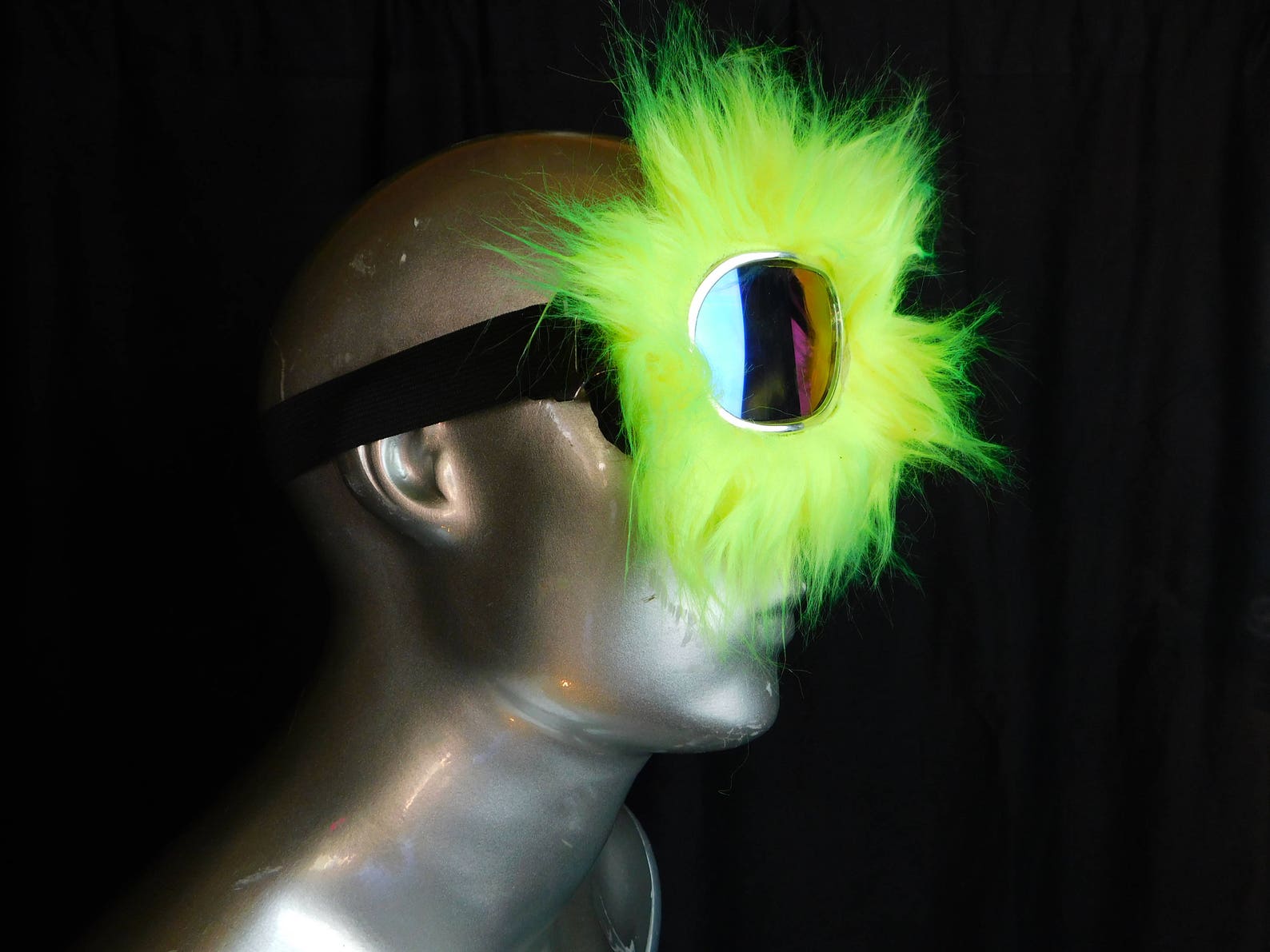 Neon Yellow Furry Monster Burning Man Dust Goggles - Furry Aviator ...