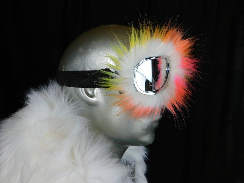 Fur Trimmed Dust Goggles - Rainbow Colors Furry Monster Dust Goggles ...