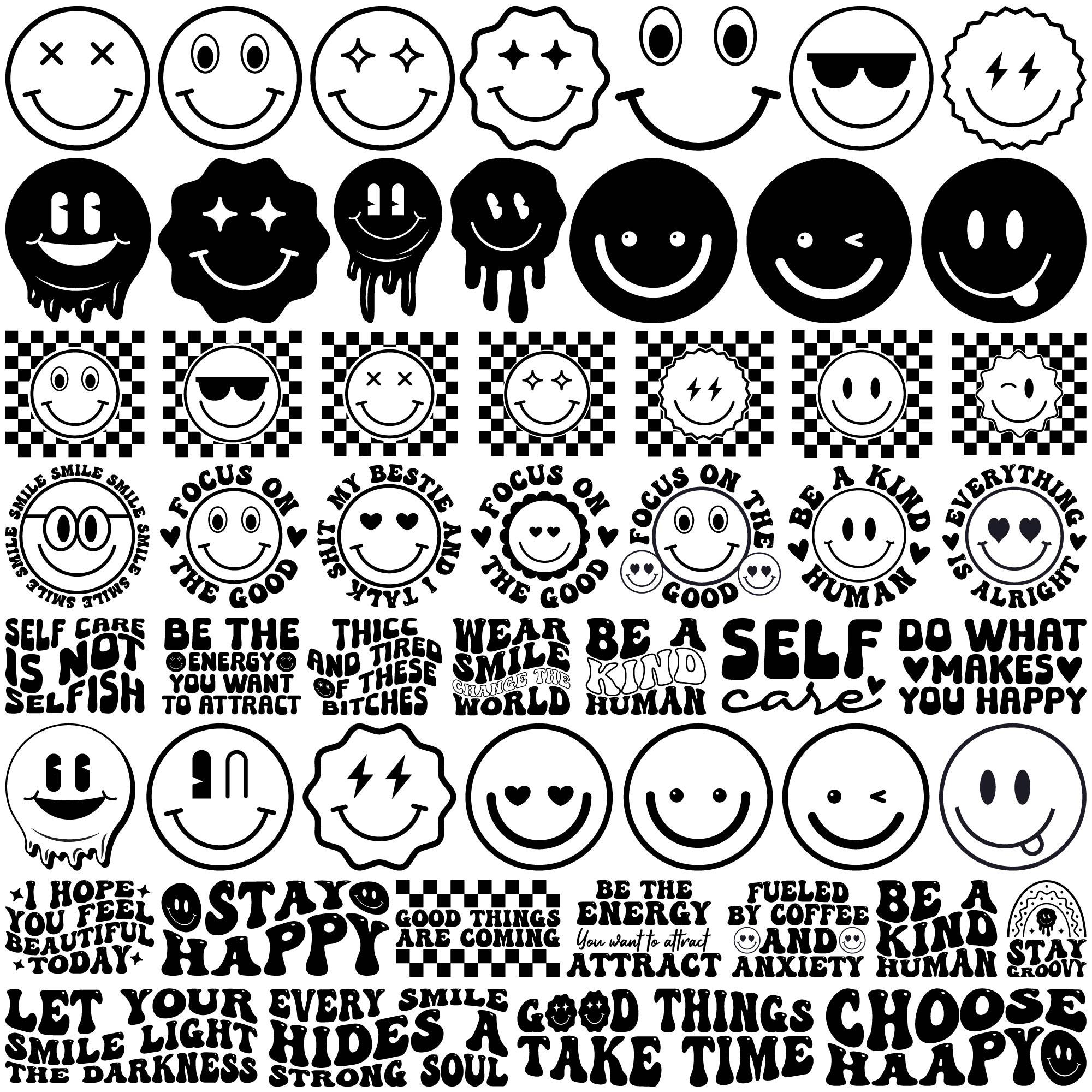 Groovy Smiley Face SVG Bundle: Drippy Emoji Designs (digital Download ...