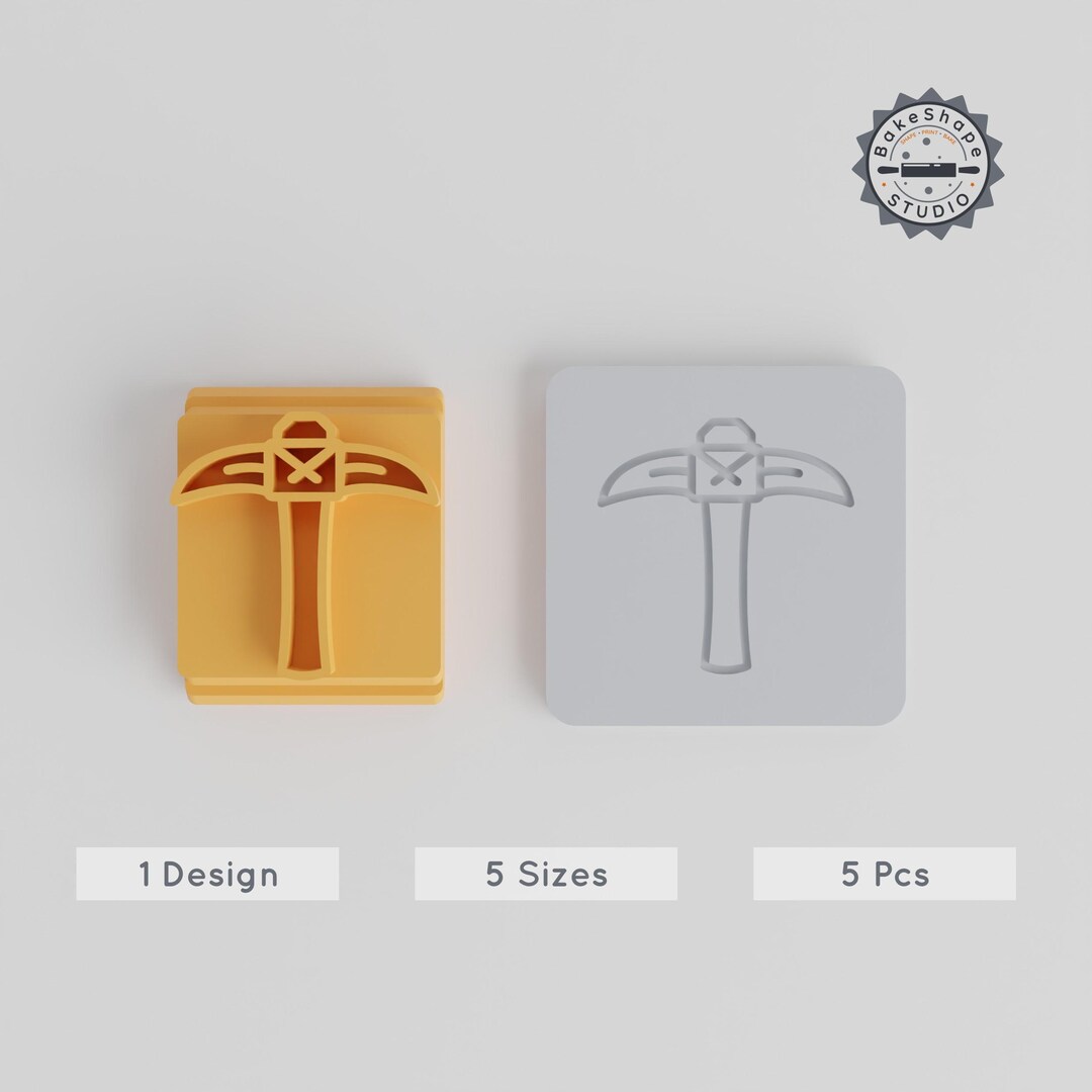Pick Axe Stamp Tile Set, 5 Sizes, Game Night Theme, Clay & Cookie Mold ...