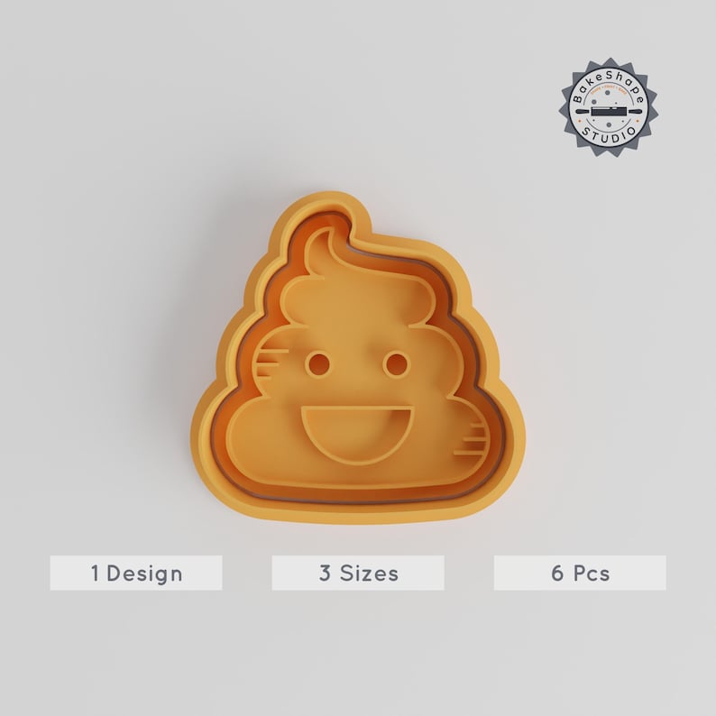 Poop Emoji Cookie Cutter & Stamp Set, Funny DIY Baking Tool, 3 Sizes, 6 ...