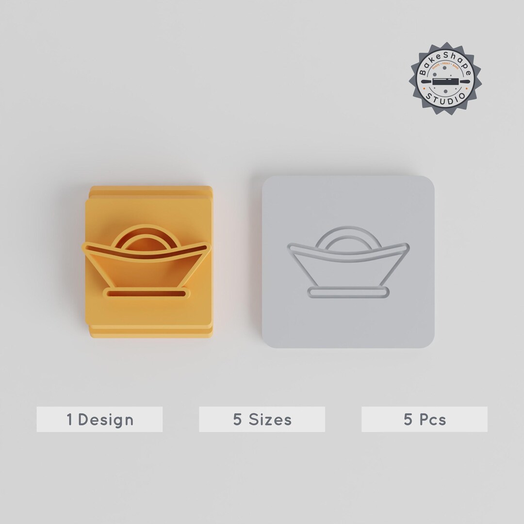 Sycee Stamp Tile Set, 5 Sizes, Silver Ingot Design for Clay & Cookies ...