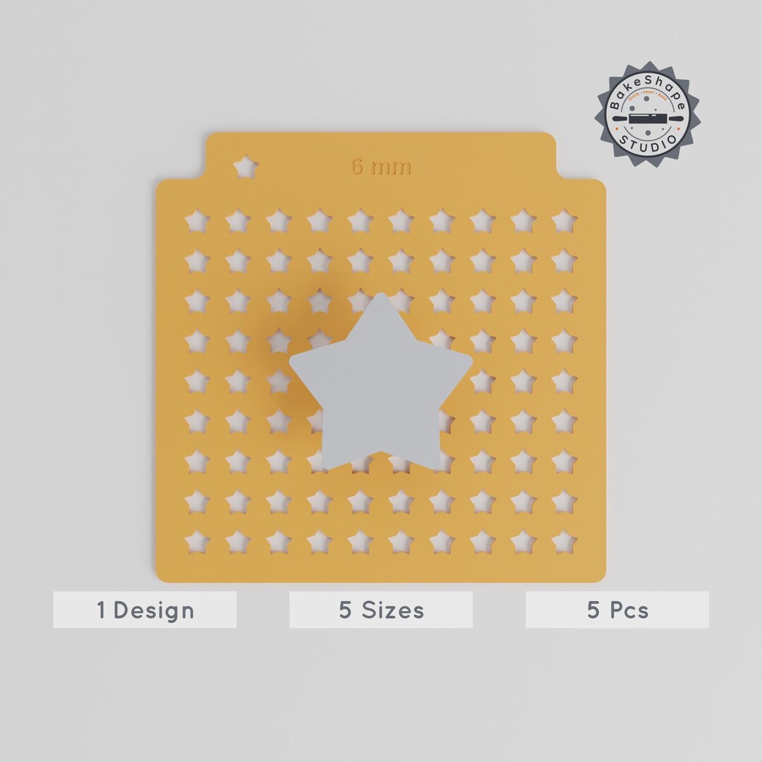 Five Point Star Sprinkle Stencil Bundle, 5 Sizes, 3D Print STL for Cake ...