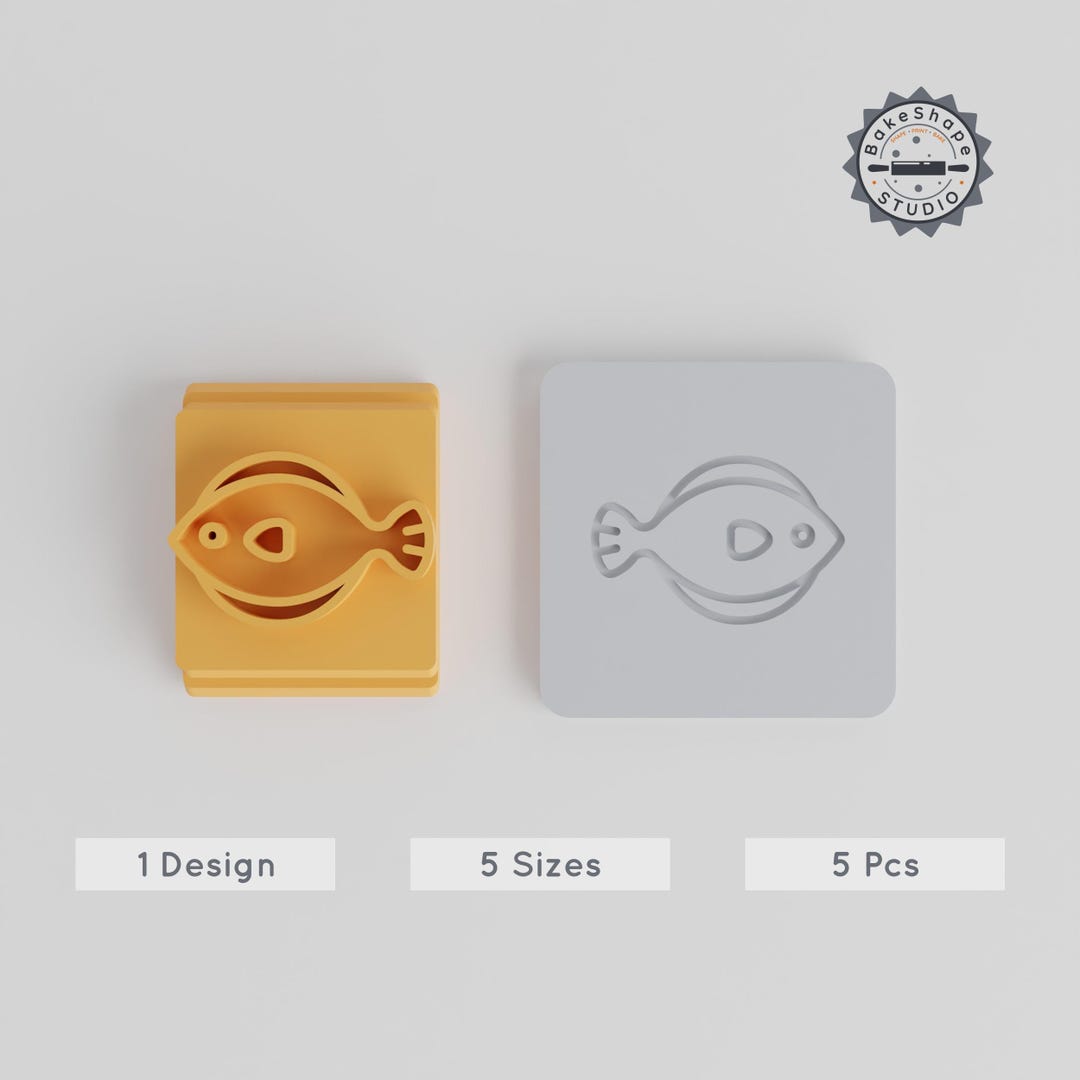 Flounder Fish Stamp Tile Set, 5 Designs, Perfect for Clay & Cookies, 20 ...
